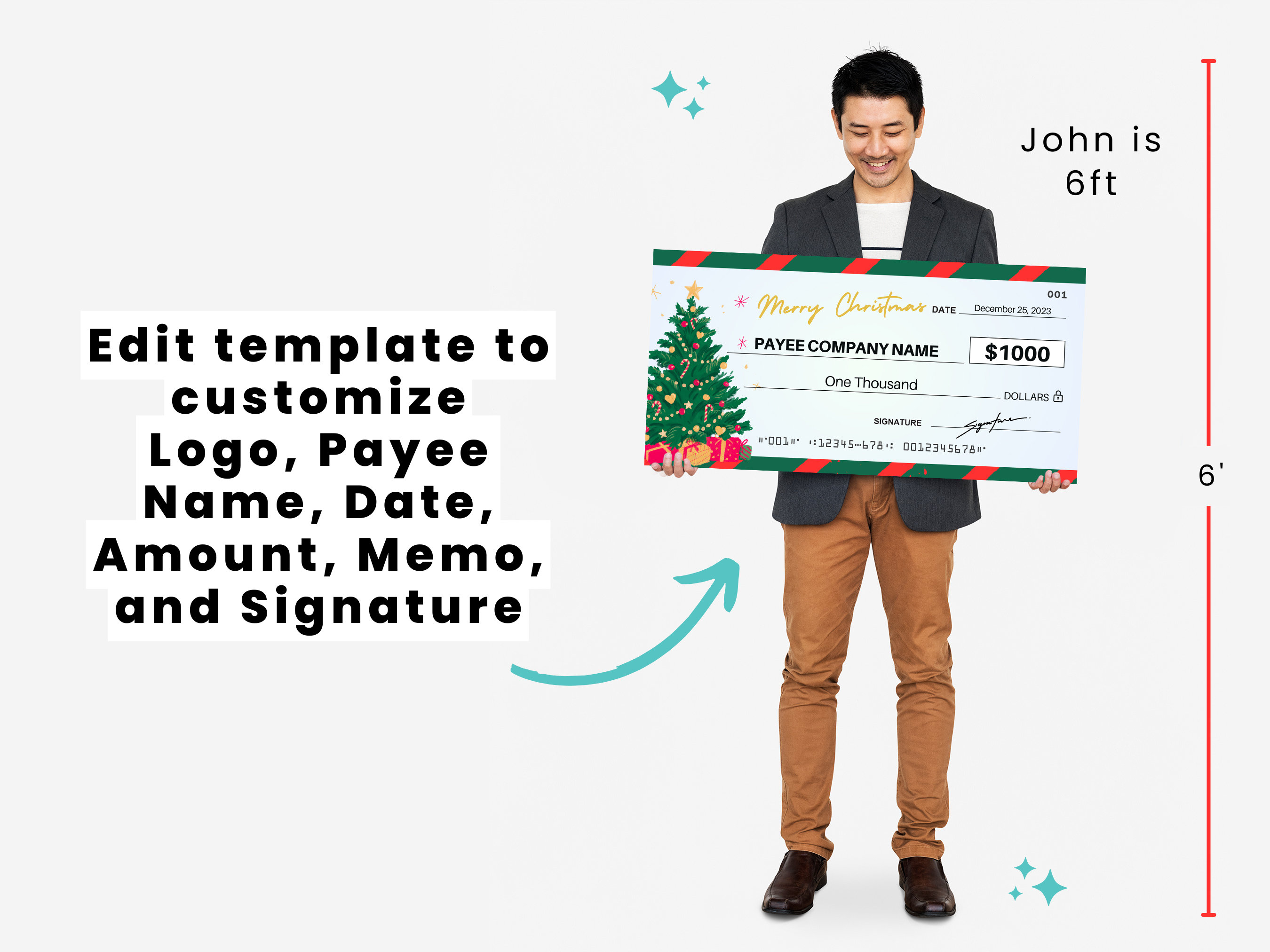 Medium Merry Christmas Cheque | 36 X 18" | Perfect for for Charity ...