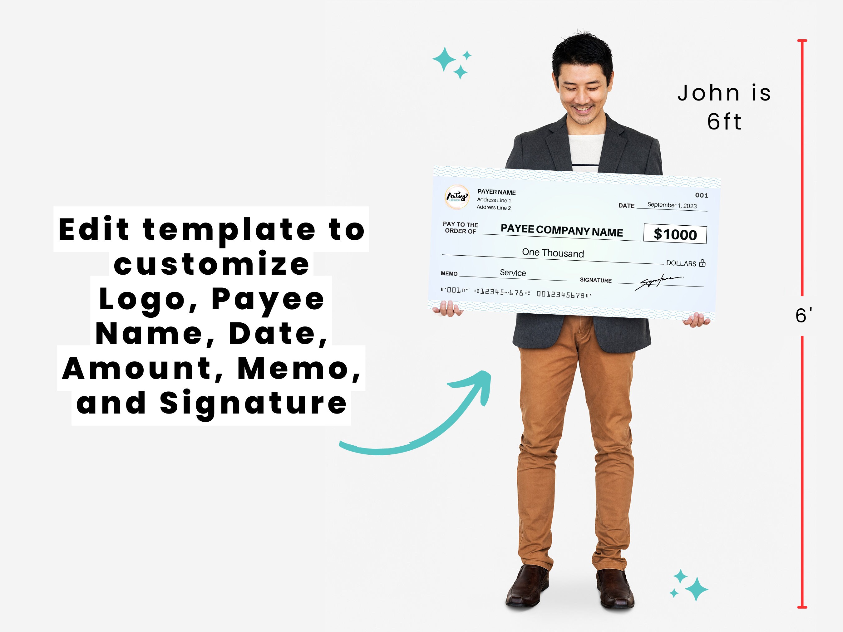 Medium Cheque 4.0 | 36 X 18" | Perfect for Charity Fundraising Event ...