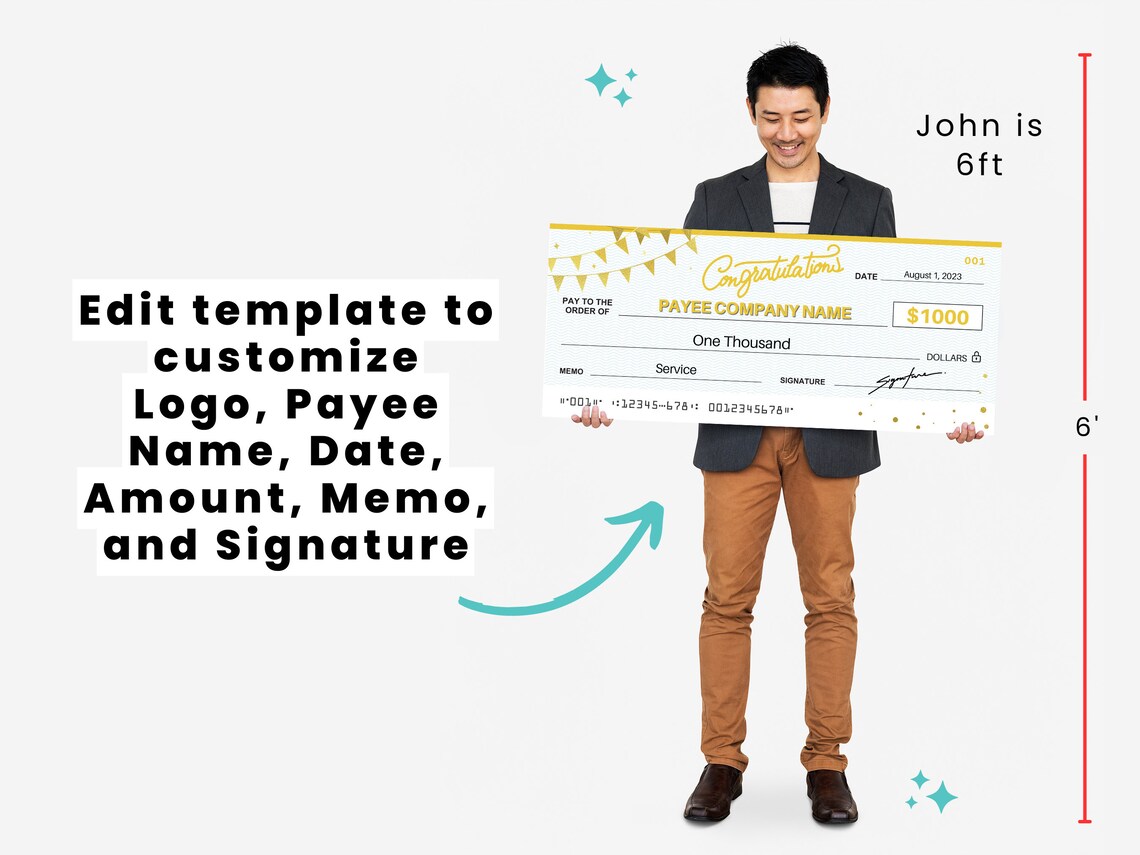 Congrats Large Cheque | 42 X 18" | Perfect for Charity Fundraising ...