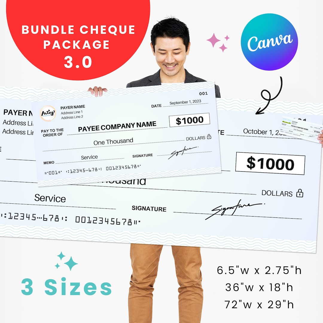 Bundle Cheque 3.0 | 3 Sizes | Perfect for Charity Fundraising Event ...