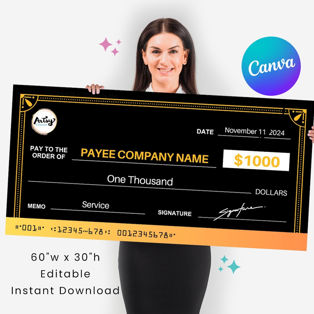 Super Large Cheque 11.0 | 60 X 30" | Perfect for Charity Fundraising ...