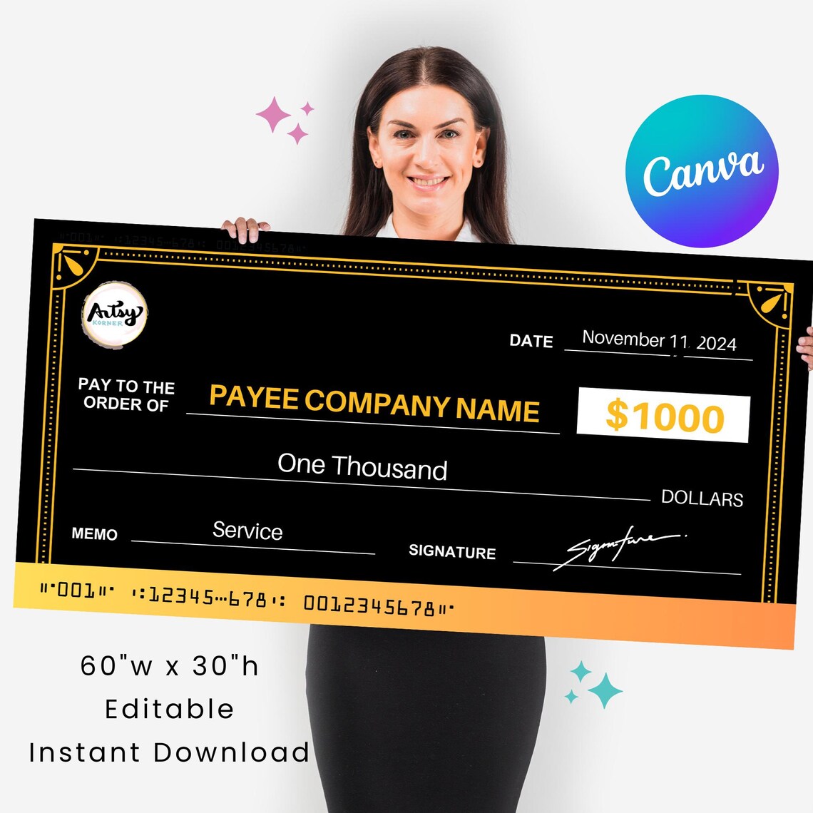 Super Large Cheque 11.0 | 60 X 30" | Perfect for Charity Fundraising ...