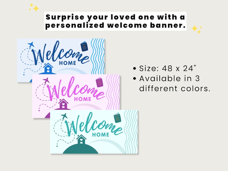 Welcome Home Banner Airport | 48x28in Size | 3 Color Options ...