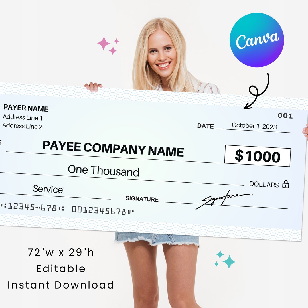 Mega Super Large Cheque 4.0 | 72 X 29" | Perfect for Charity ...