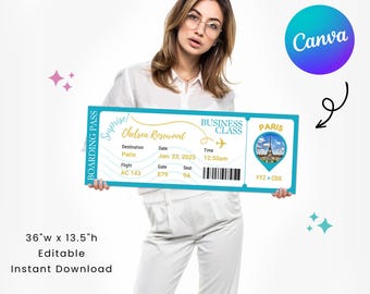 Medium Boarding Pass Ticket Sign 2.0 | Gift for Travellers | 36x13.5in ...