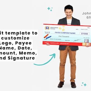 Back to School Large Cheque | 42 X 18" | Perfect for Charity ...