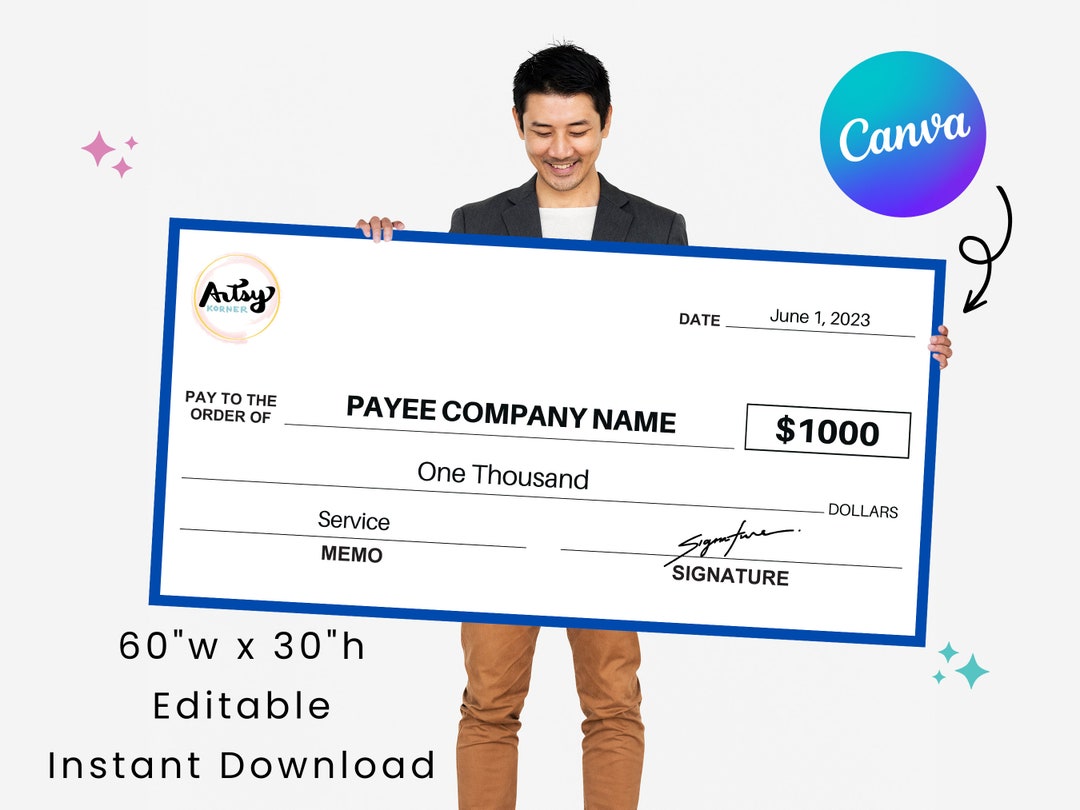 Super Large Cheque 60 X 30 Perfect for for Charity - Etsy UK