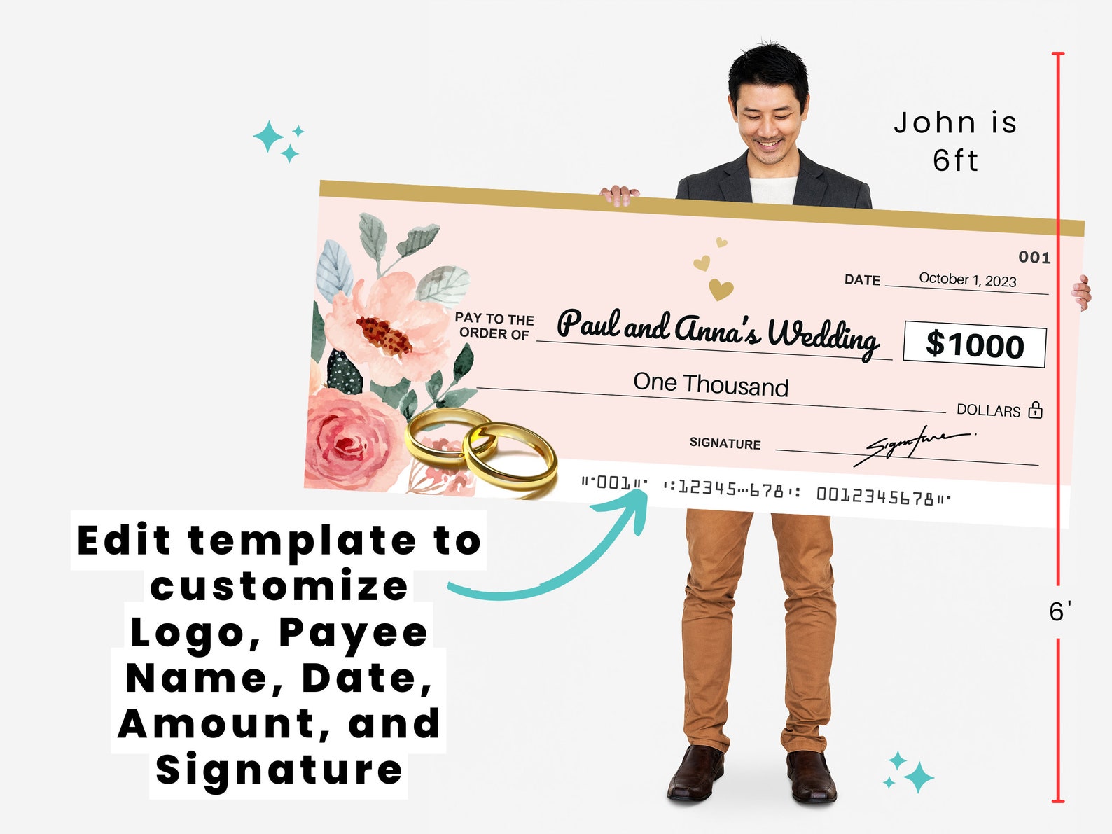 Mega Super Large Wedding Cheque 2.0 | 72 X 29" | Perfect for Wedding ...