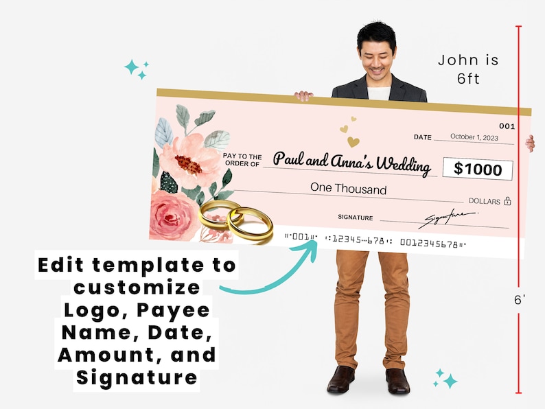 Mega Super Large Wedding Cheque 2.0 | 72 X 29" | Perfect for Wedding ...