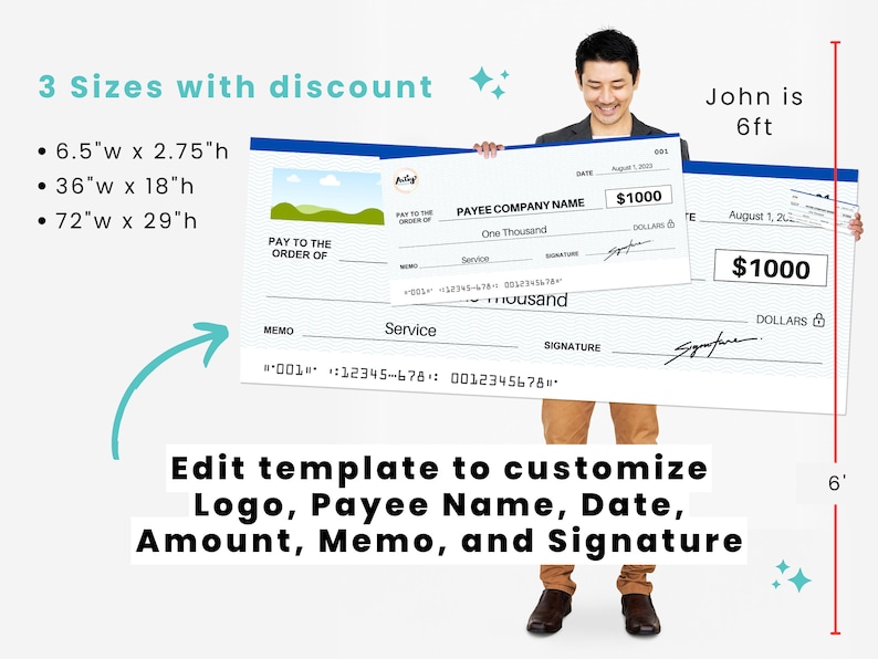 Bundle Cheque 2.0 | 3 Sizes | Perfect for Charity Fundraising Event ...