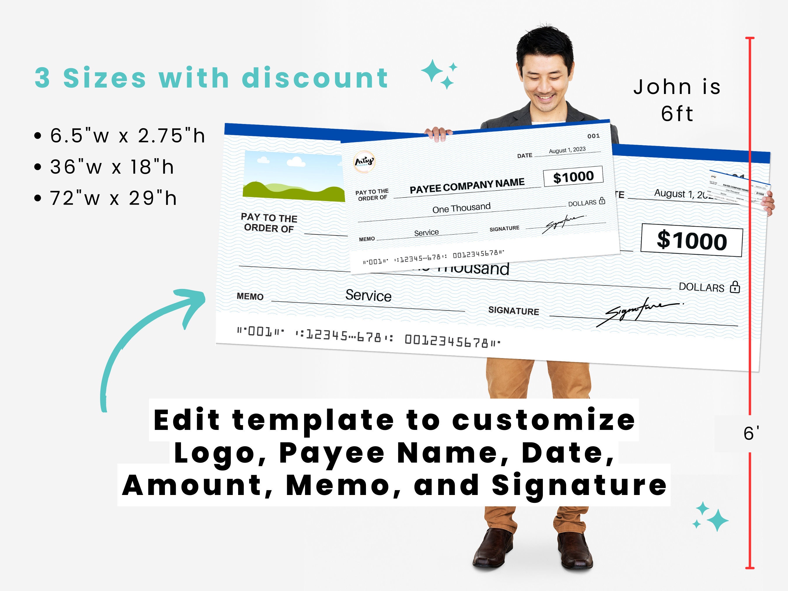 Bundle Cheque 2.0 | 3 Sizes | Perfect for Charity Fundraising Event ...