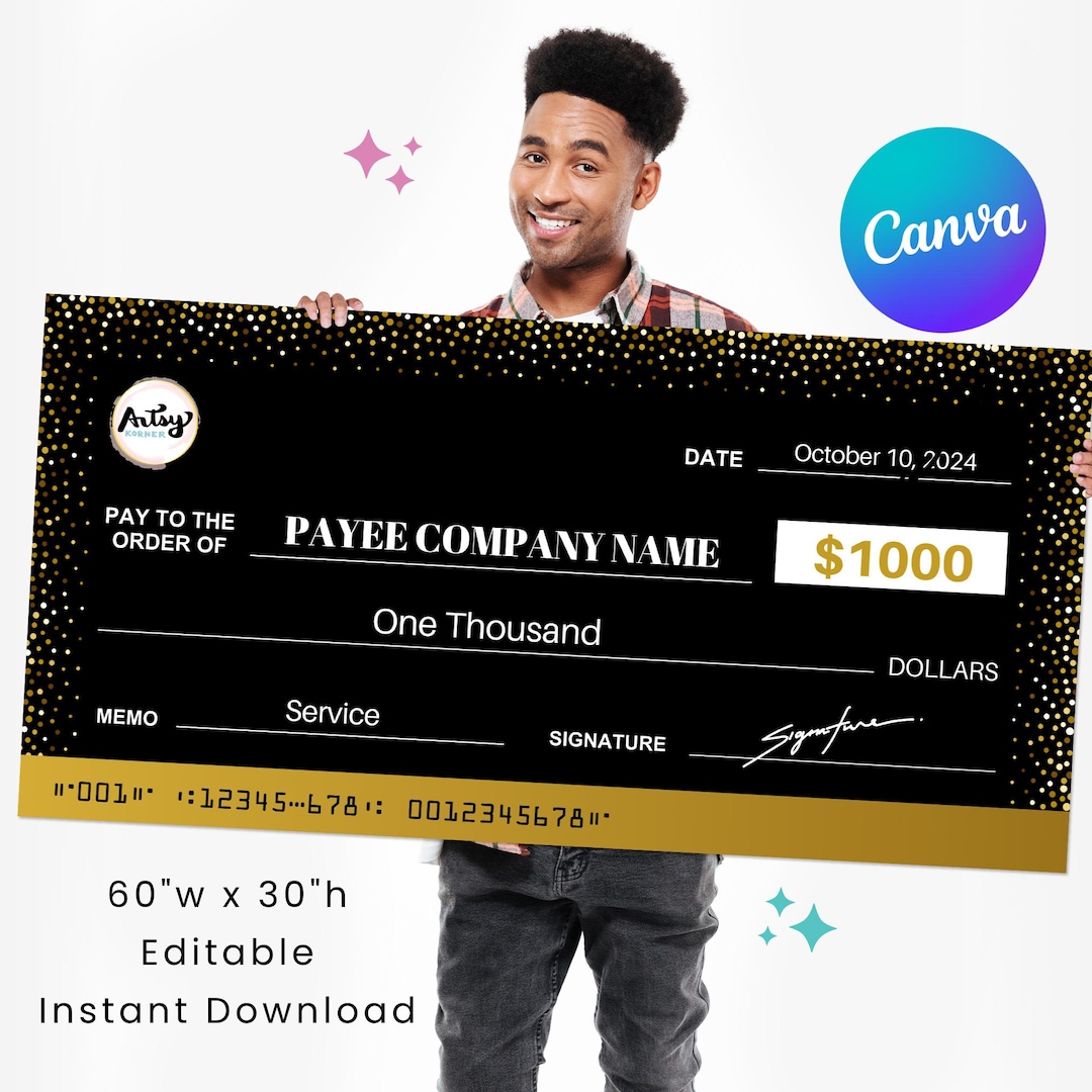 Gold Super Large Cheque 6.0 | 60 X 30" | Perfect for Charity ...