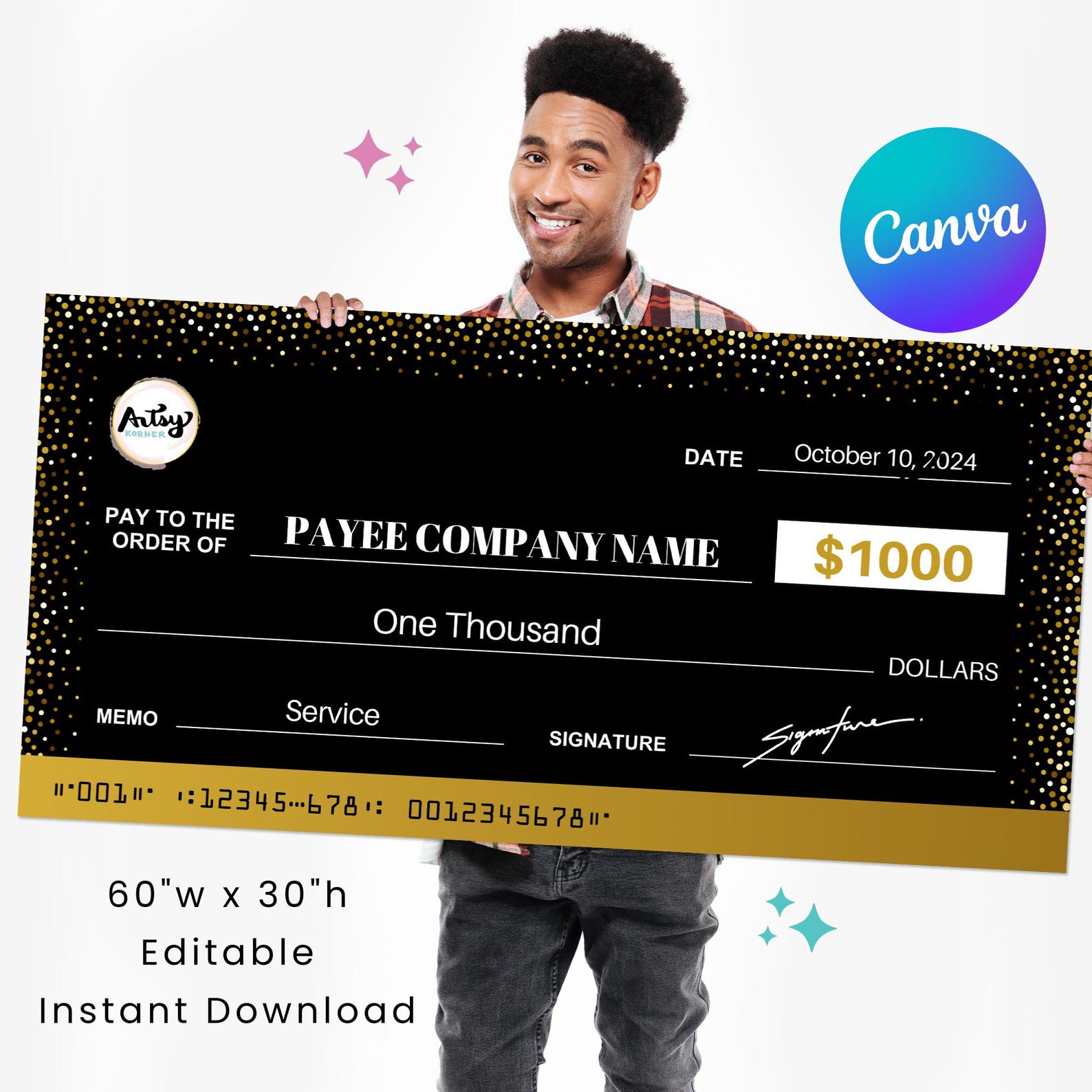 Gold Super Large Cheque 6.0 | 60 X 30" | Perfect for Charity ...