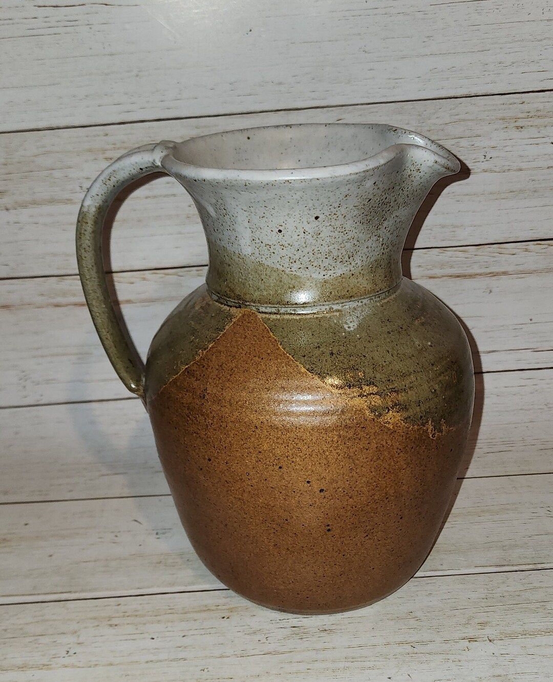 NICE Pottery Pitcher Hand Made BEIGE TONES Clay Potter Pitcher ...