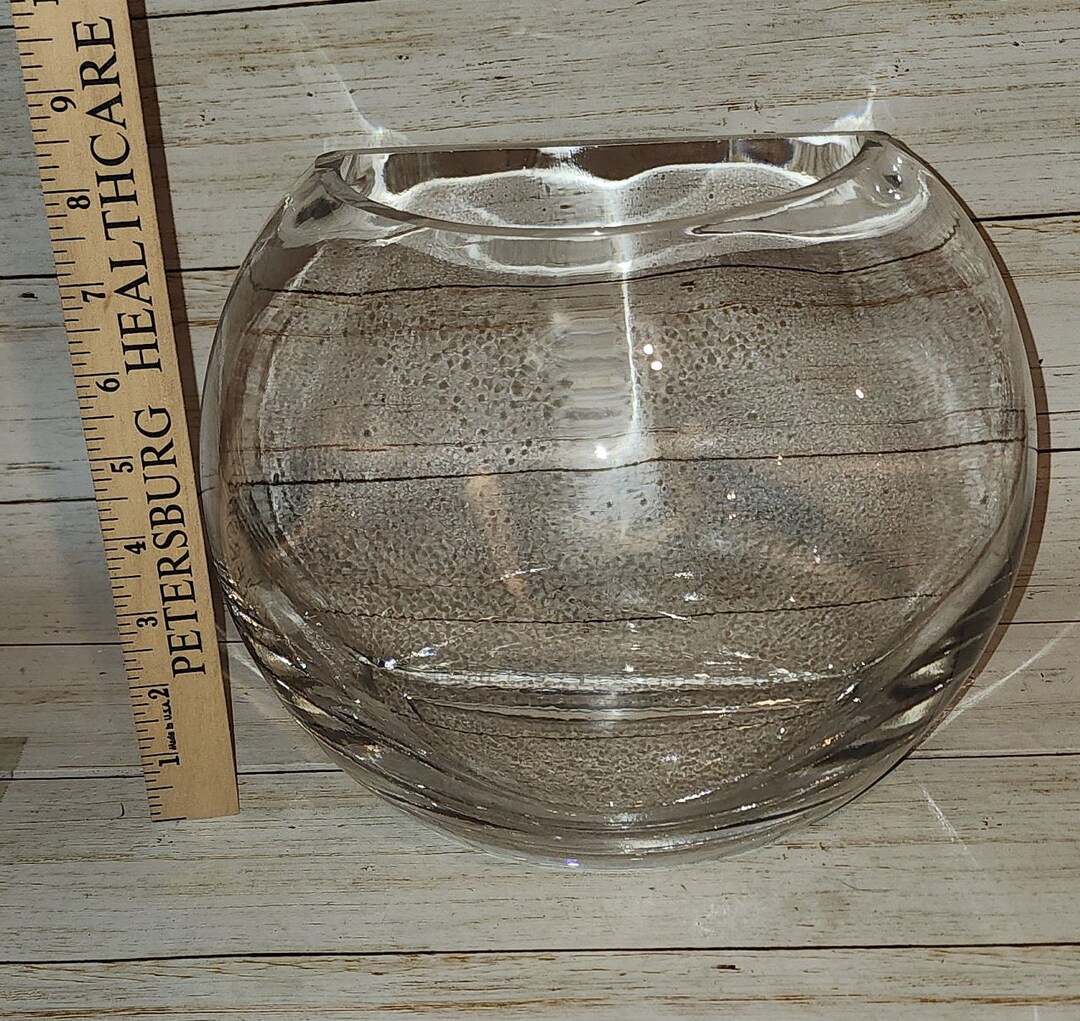 Flat Back Thick Glass Bowl Heavy Glass With Flat Side to Put - Etsy