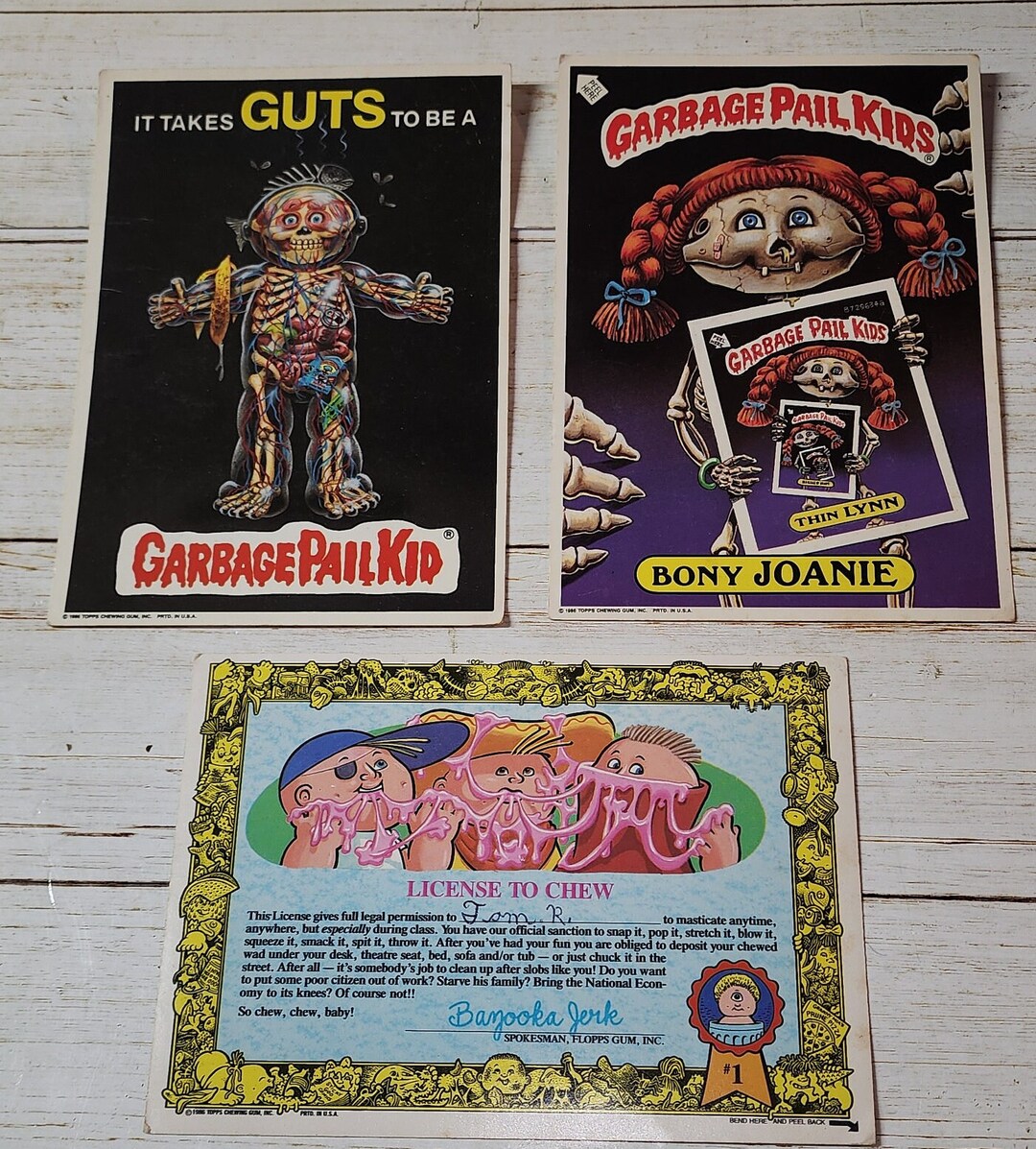LARGE Garbage Pail KIDS Collector Sticker Cards 7 Long 1980s Sticker ...