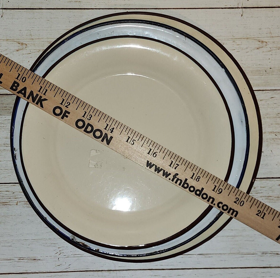 3 ENAMELWARE PLATES in Excellent Shape 2 Are Beige & Brown and the ...