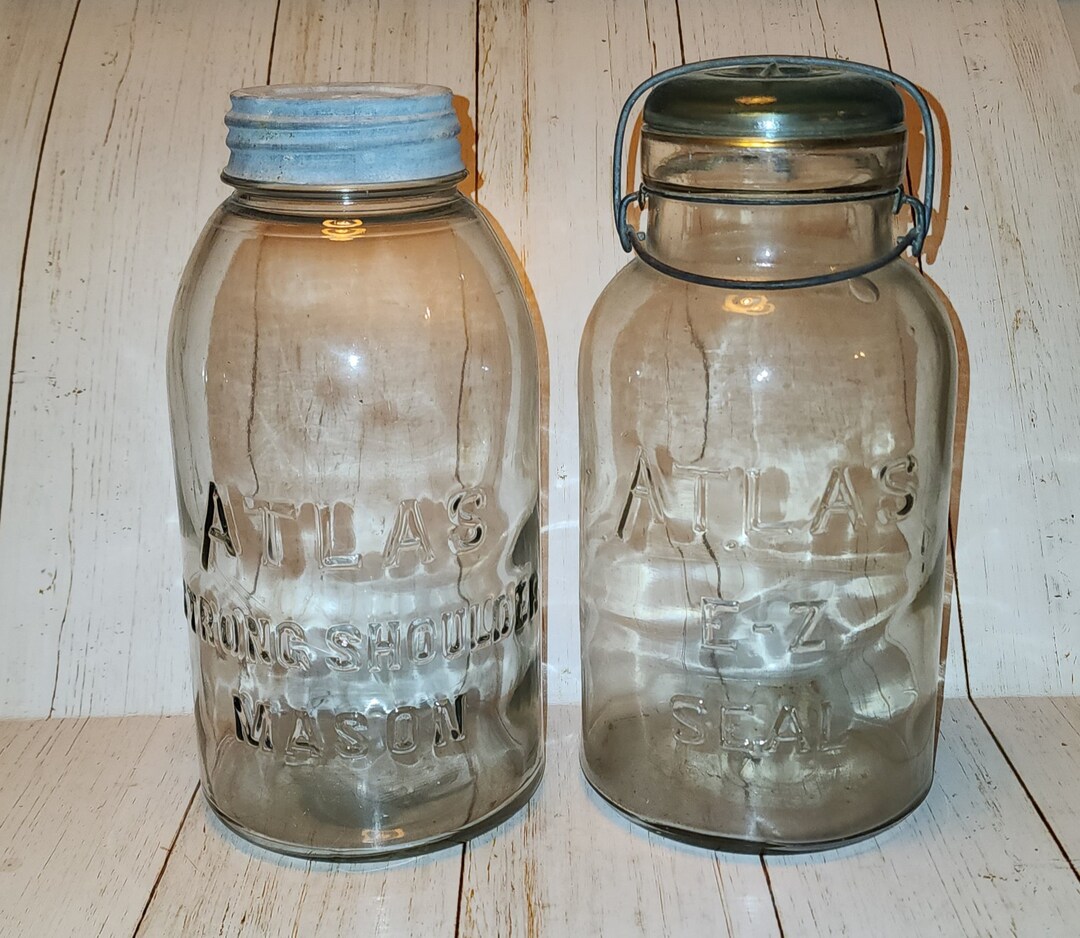Atlas Strong Shoulder JAR & E Z Seal Mason Atlas Jar Come as Pair Clear ...