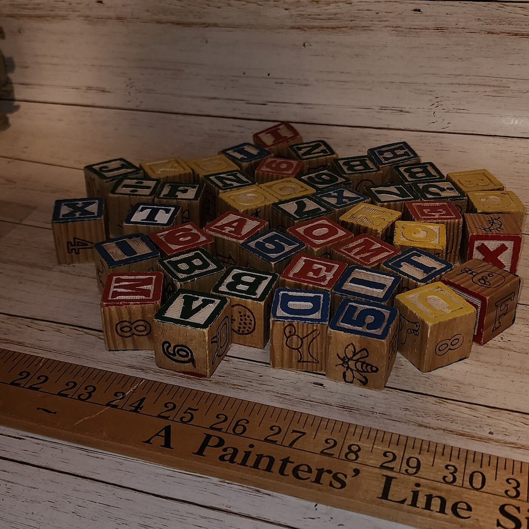 Wood ALPHABET Abc BLOCKS for Crafts or for Play WOODEN Learning ...