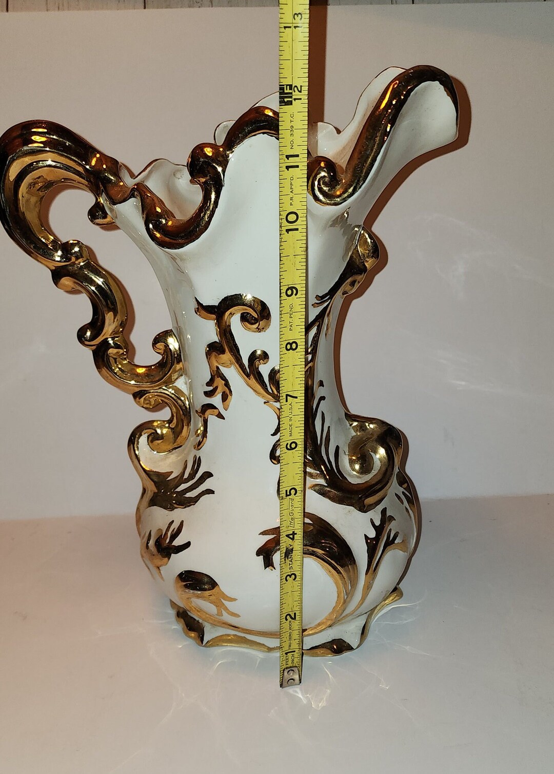 1968 Extra BIG GOLD & White Fancy Pitcher Filigree in Gold 1968 on ...