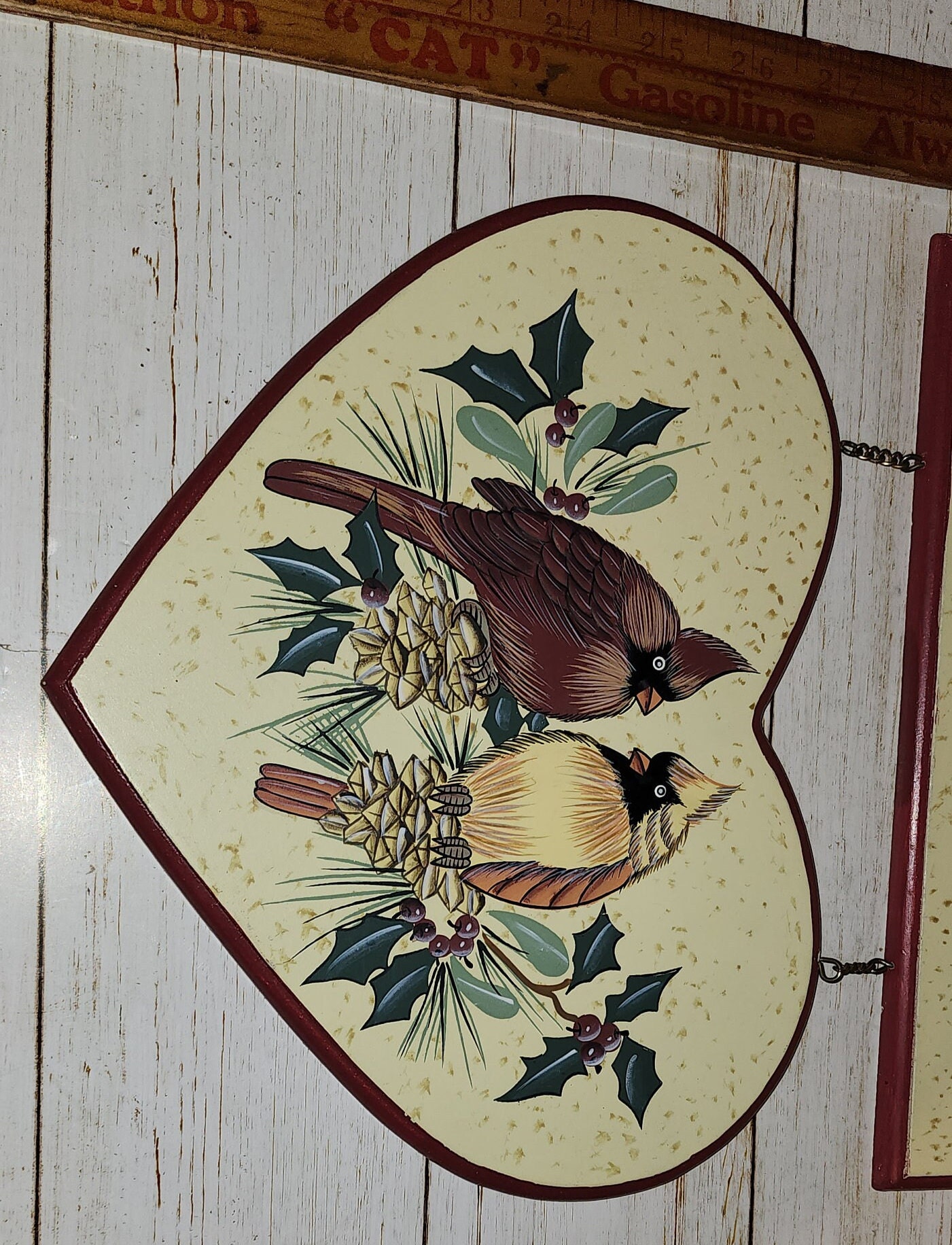 14" X 11" Cardinal Winter Scene Male & Female Cardinal Birds Holly ...