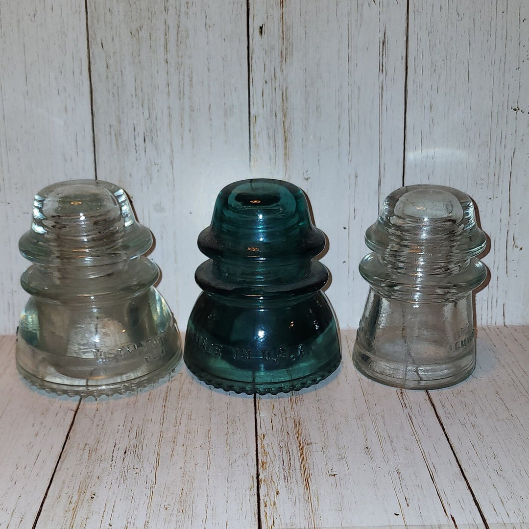 GLASS TRANSISTOR SET of 3 Old Transistors Green Glass Clear Electricity ...