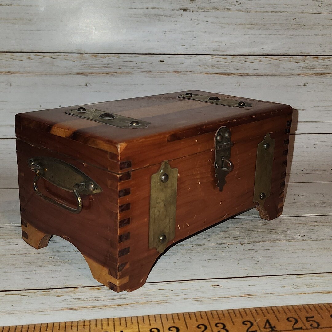Wood Box With NICE METAL Trim Pieces BRASS & Other Metal Dove - Etsy