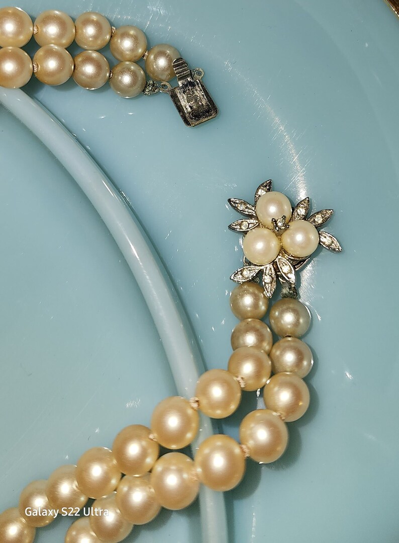 Art Deco Pearl & Diamond Necklace Heavy Pearls and Antique Strung ...