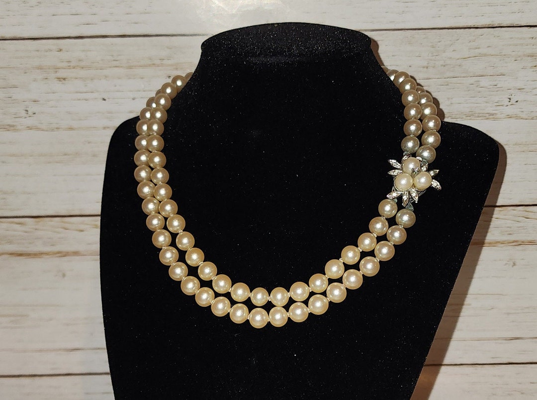 Art Deco Pearl & Diamond Necklace Heavy Pearls and Antique Strung ...
