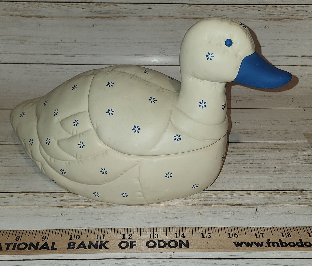 COUNTRY DUCK Goose COOKIE Jar Cream Colored and Blue Detailed - Etsy