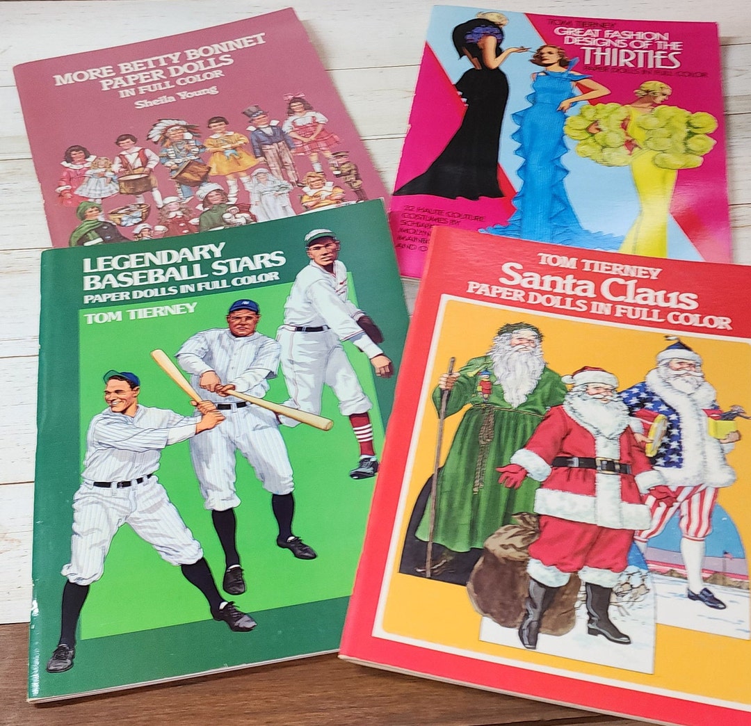 TOM Tierney Paper Doll Books Set of 4 Baseball Legends Santa Claus ...