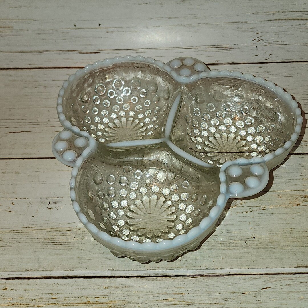 VINTAGE Hobnail Trio Server Candy Dish Nut Serving Small Dainty Piece ...