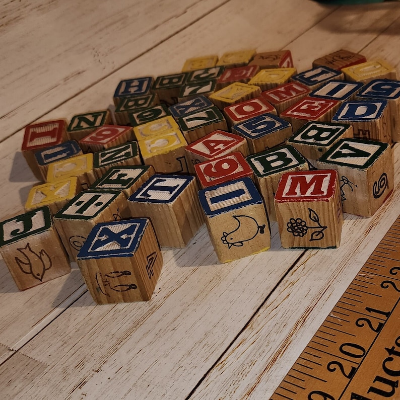 Wood ALPHABET Abc BLOCKS for Crafts or for Play WOODEN Learning ...