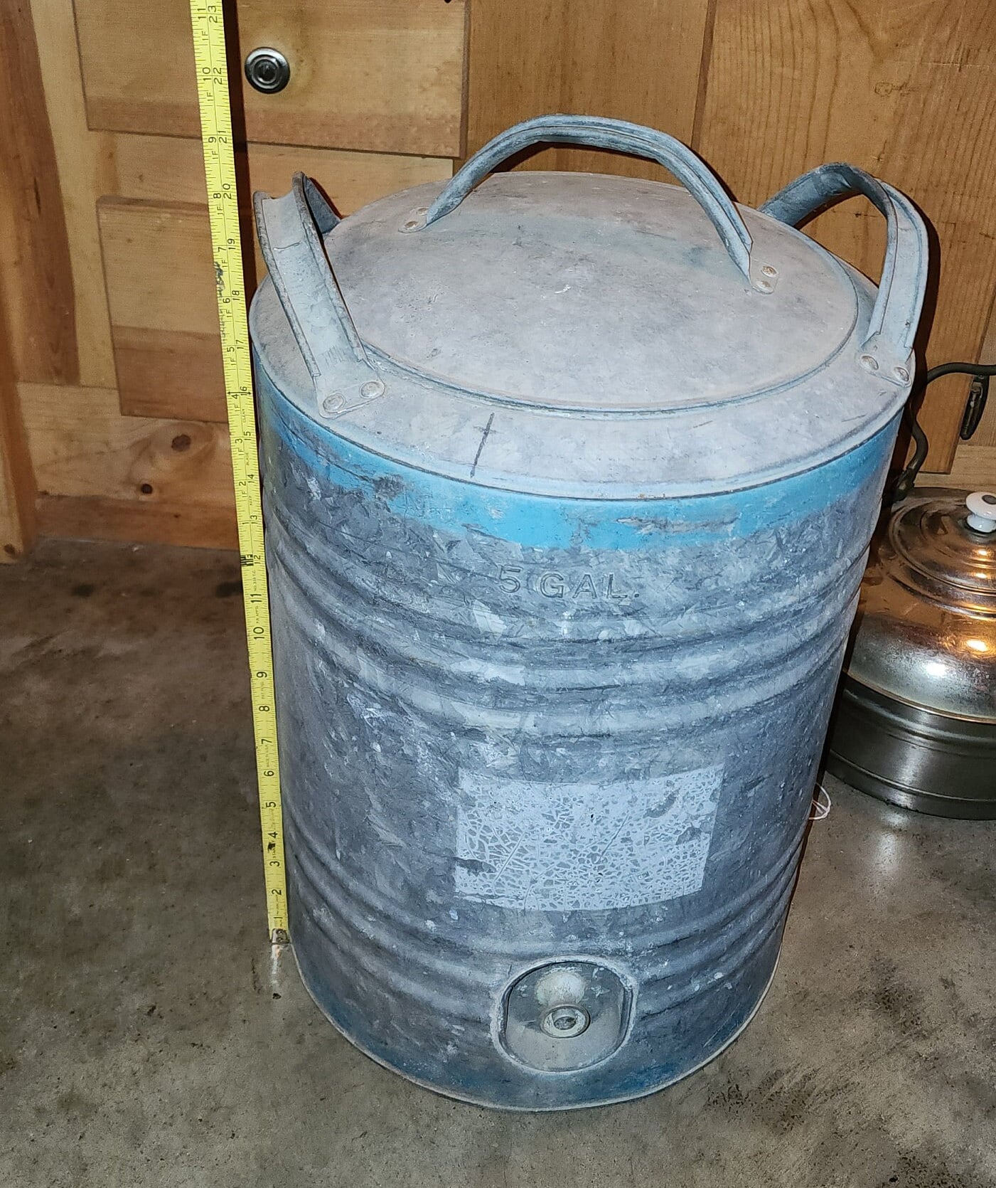 5 Gallon GALVANIZED Metal Cooler VINTAGE Cooler With Dispenser 22 Tall ...