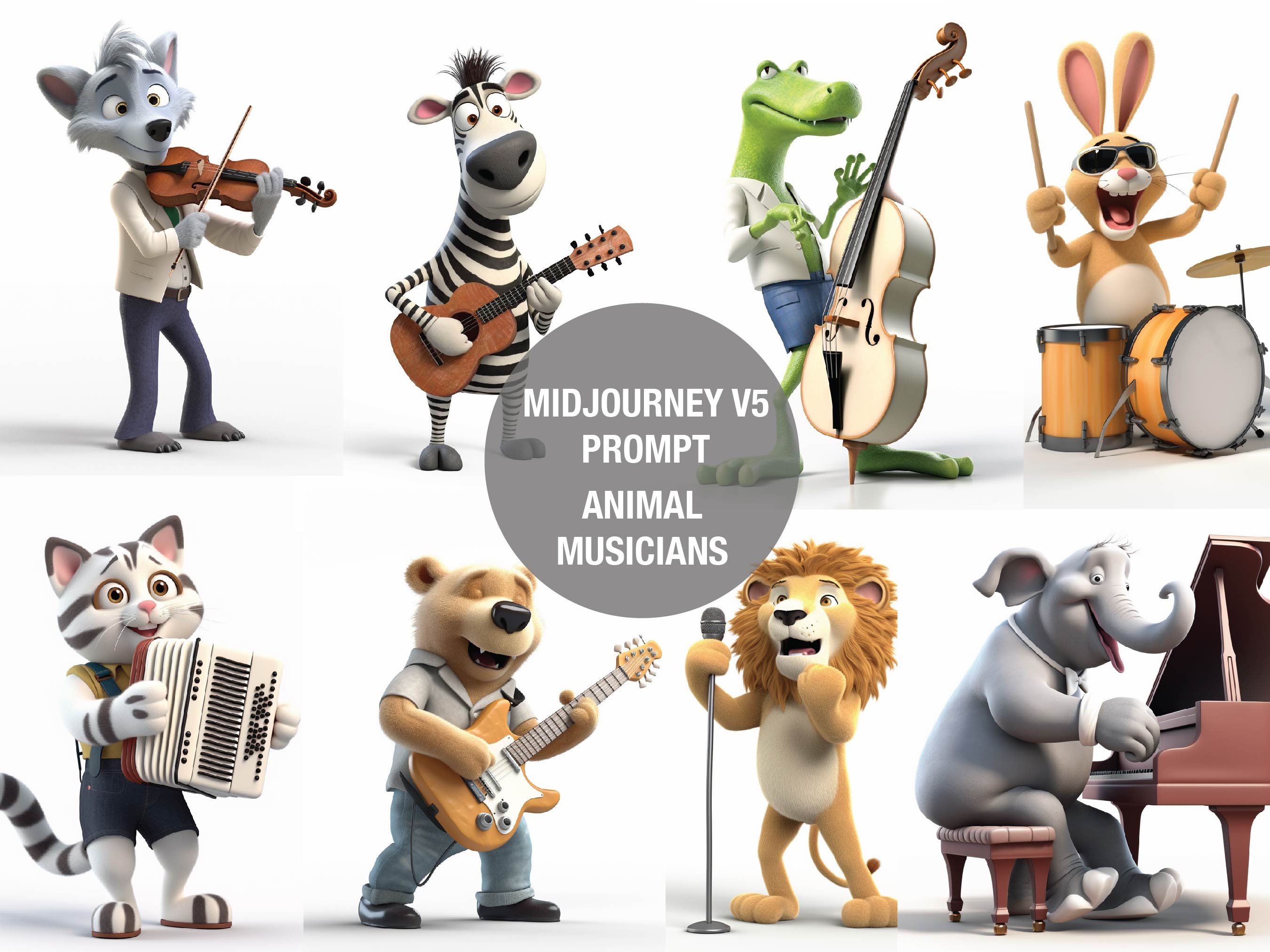 Animals Playing Instruments Clip Art