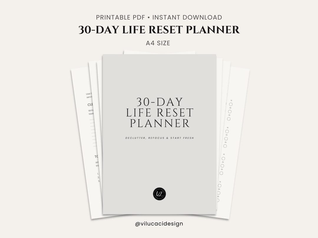 30-day Life Reset Planner Printable | Declutter Checklist, Habit & Goal ...