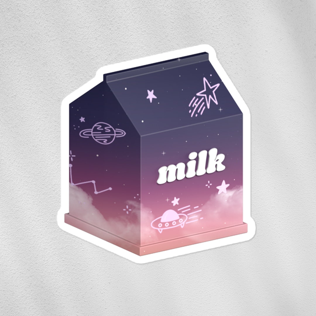 Cute Milk Illustrative Sticker - Etsy