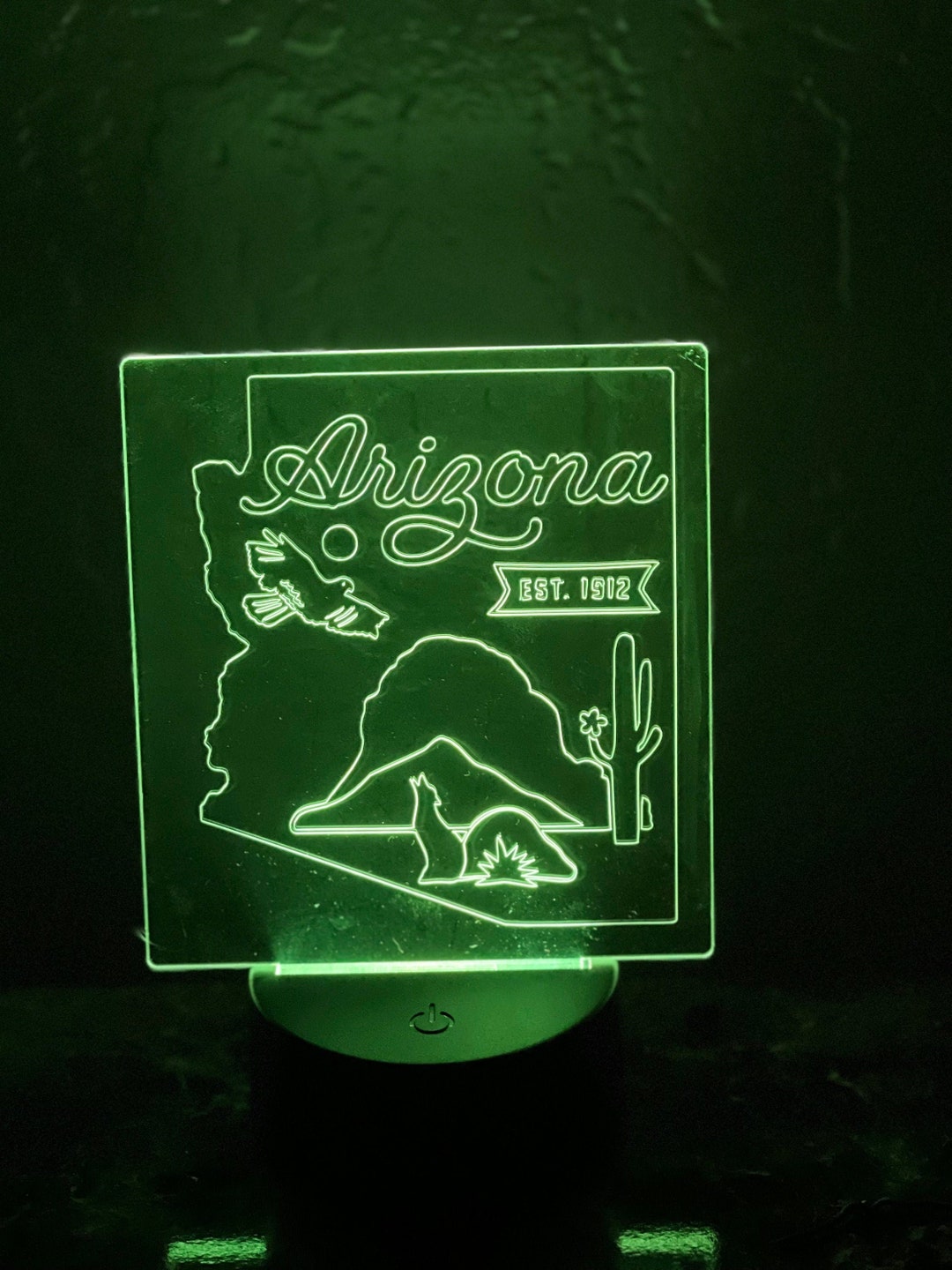 Custom U.S State Outline LED Acrylic Night Light With Base Changing ...