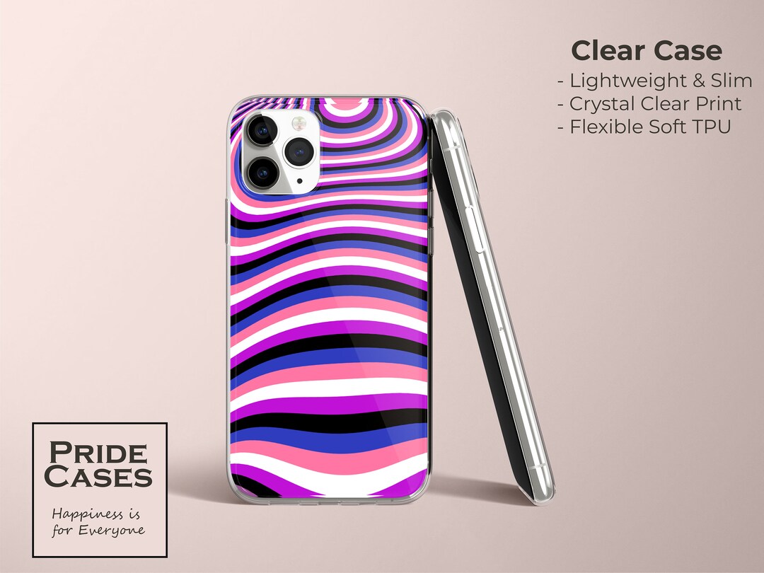 Genderfluid Retro Aesthetic Clear Phone Case, Subtle Genderfluid Pride ...