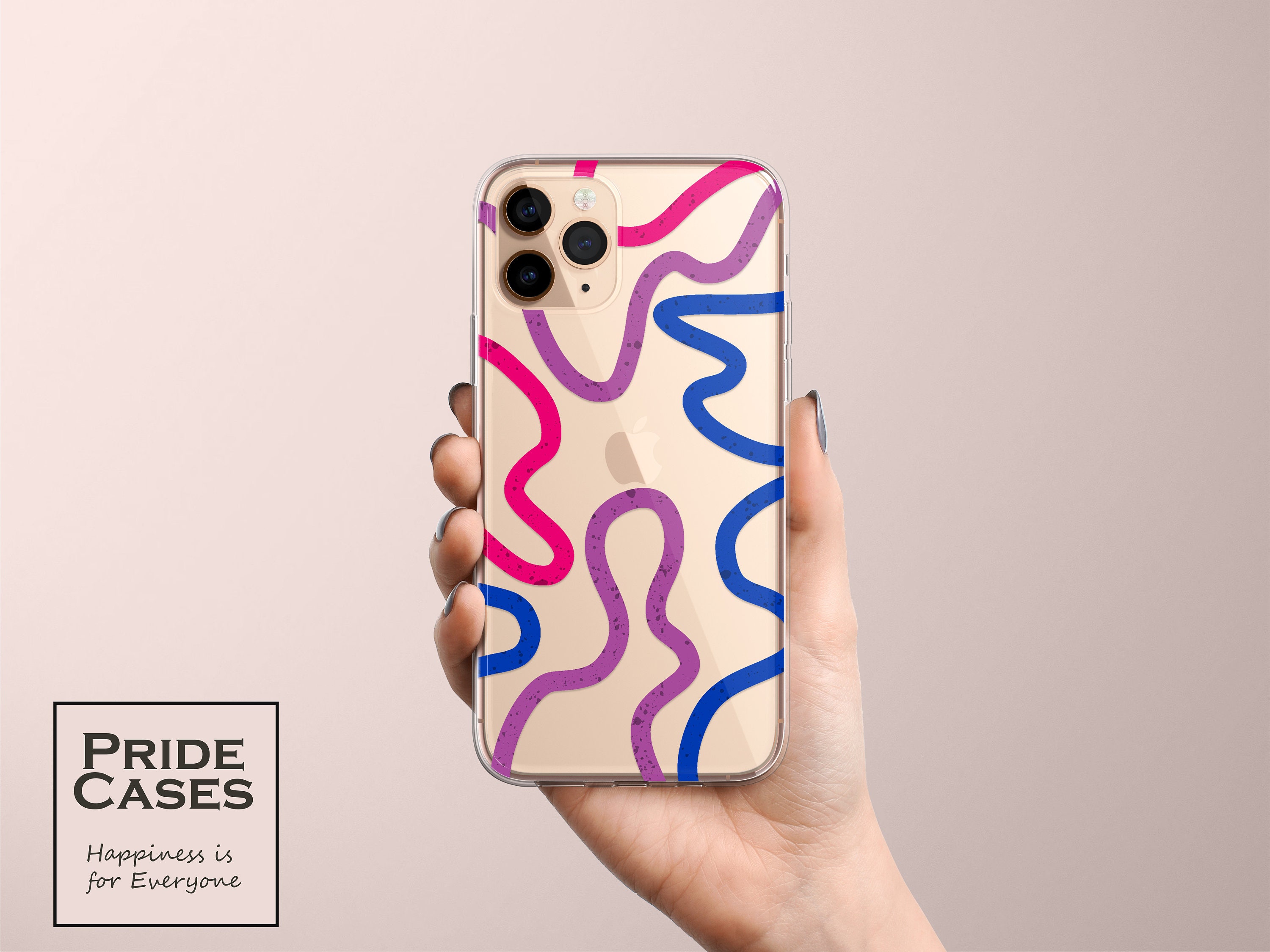 Bisexual Organic Line Art Clear Phone Case, Subtle Bisexual Pride ...