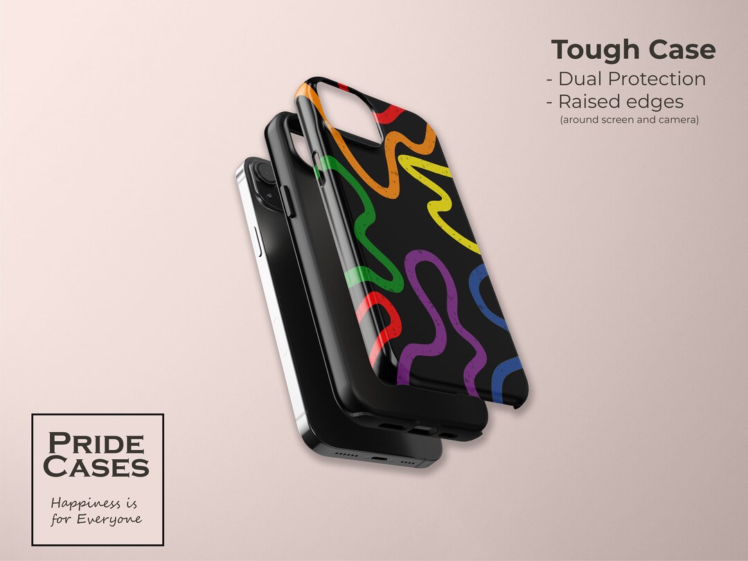 Subtle Organic Line Art Pride Snap and Tough Phone Case, Philadelphia Pride Flag LGBTQIA Phone ...