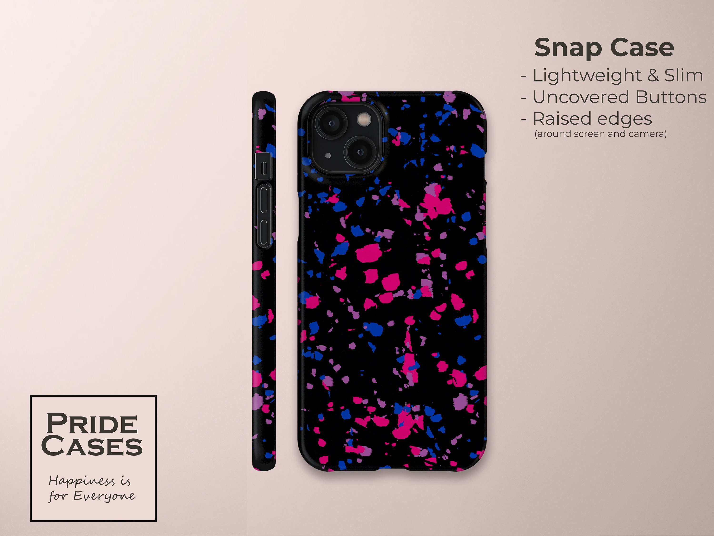 Speckled Phone Case in Bisexual Flag Colours, Pink Purple and Blue ...