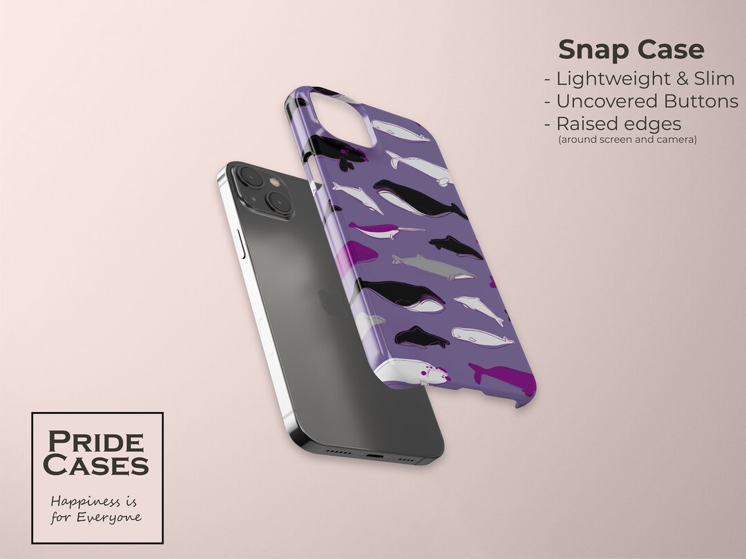 Subtle Cute Whale Asexual Pride Snap and Tough Phone Case, Asexual Flag Pride LGBTQIA Phone Case ...