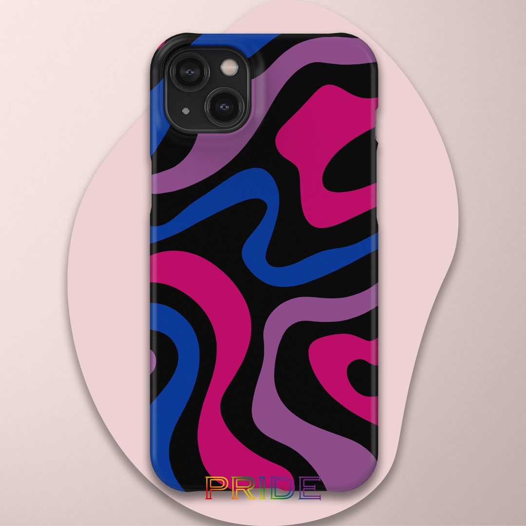 Aesthetic Wavy Line Art Bisexual Phone Case, Purple Phone Cover, iPhone ...