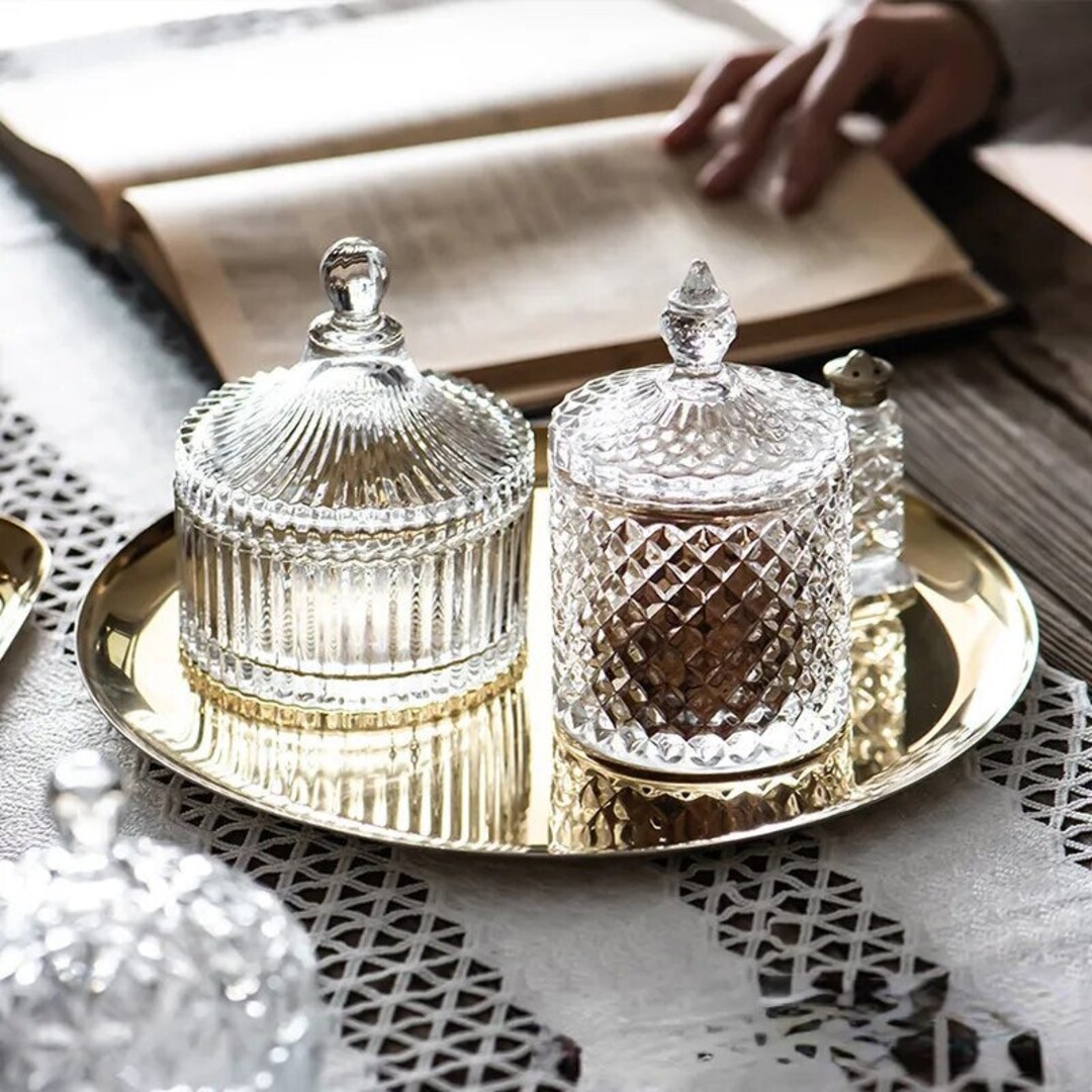 Elegant Transparent Glass Candy Jar Crystal Storage Container Ideal for ...