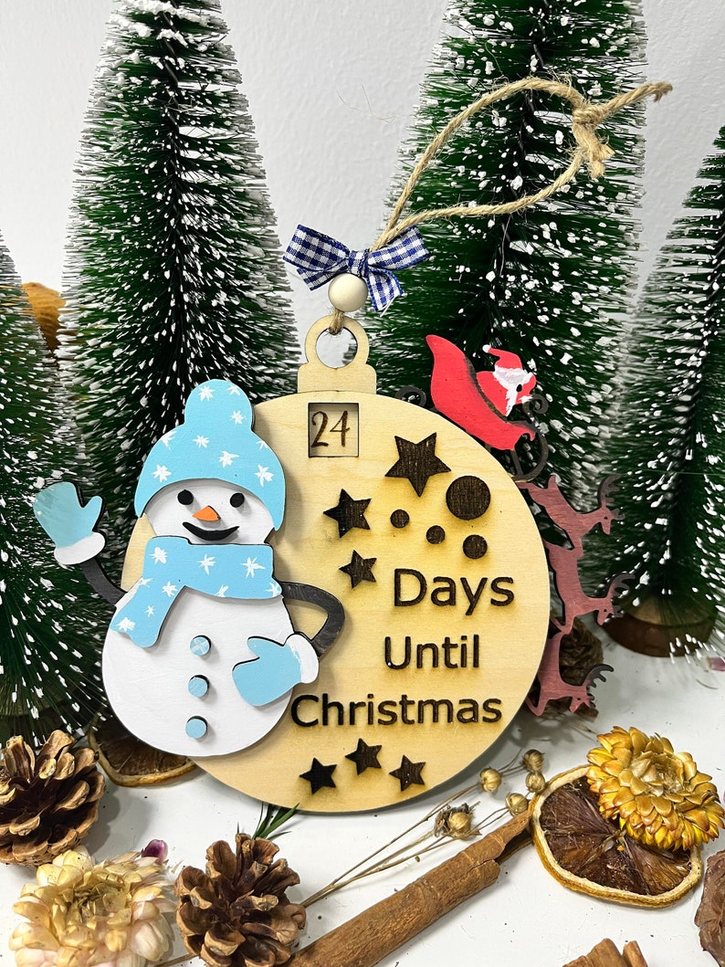Snowman Christmas Countdown Ornament SVG: Glowforge Laser Cut File - Etsy