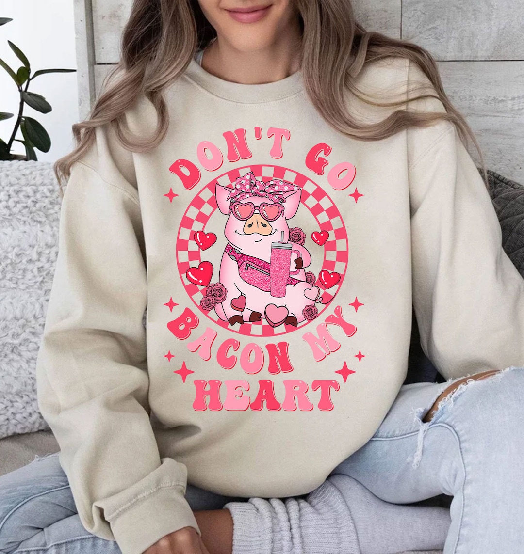 Don't Go Bacon My Heart Png, Retro Valentine Png, Pig Valentine Png ...