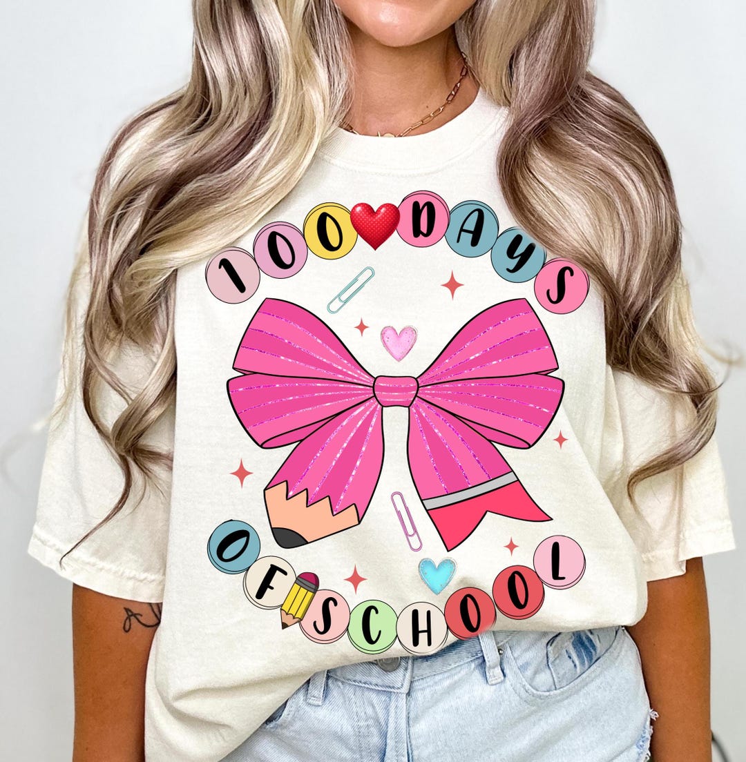 100 Days of School Coquette PNG, Teacher 100 Days Bracelet Png ...