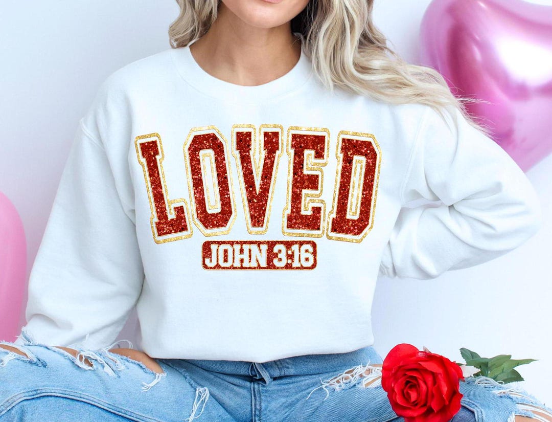 Loved John 3:16 Png,red Loved Varsity Png,loved Faux Sequin Png ...
