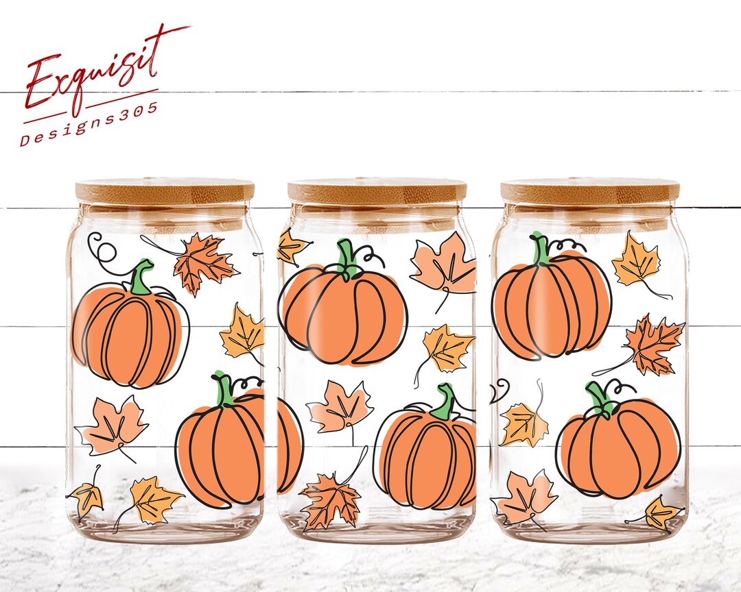 Pumpkin Libbey Glass Wrap, 16oz Wrap, Fall Libbey Glass Wrap, Halloween ...